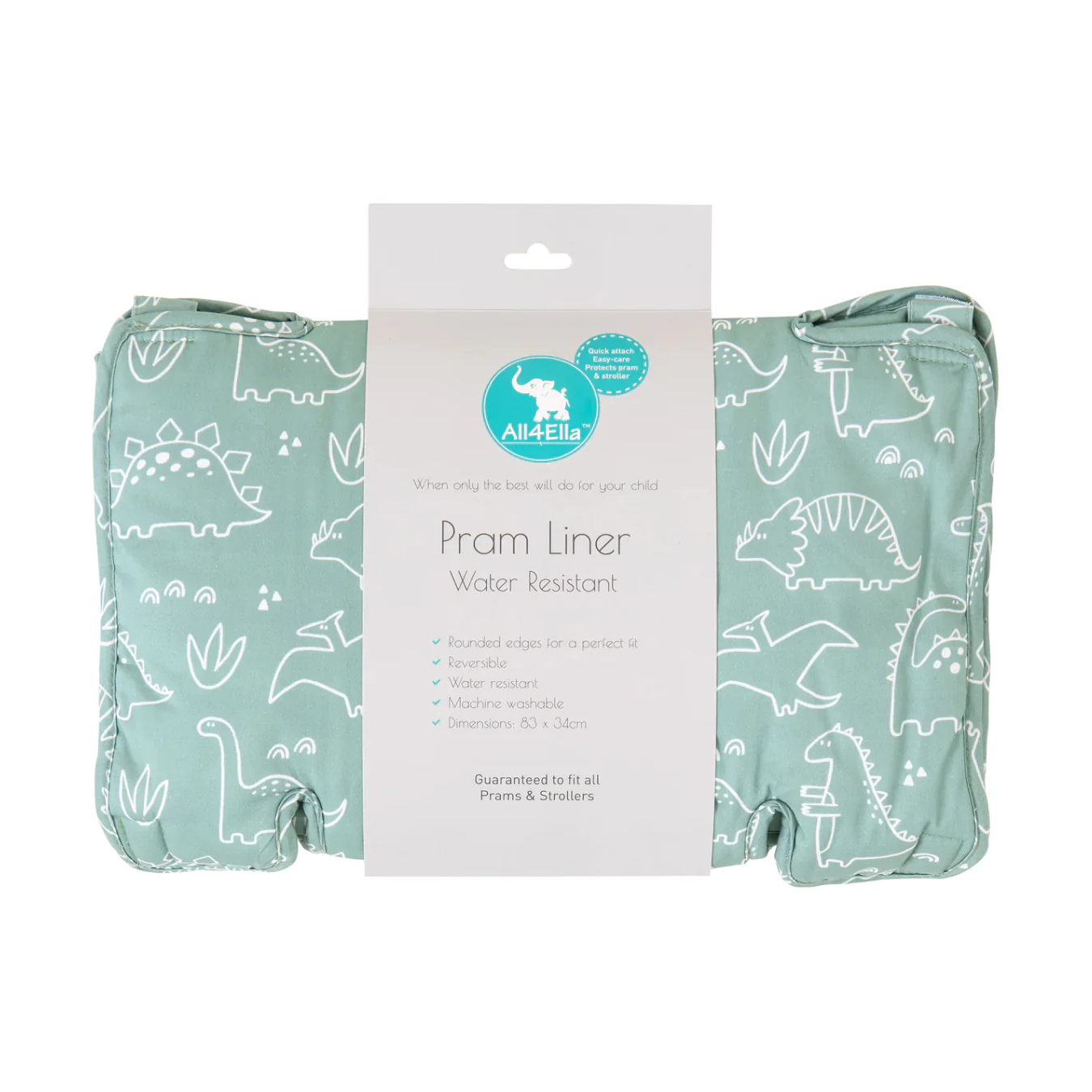 Pram Liner - Dino Sage