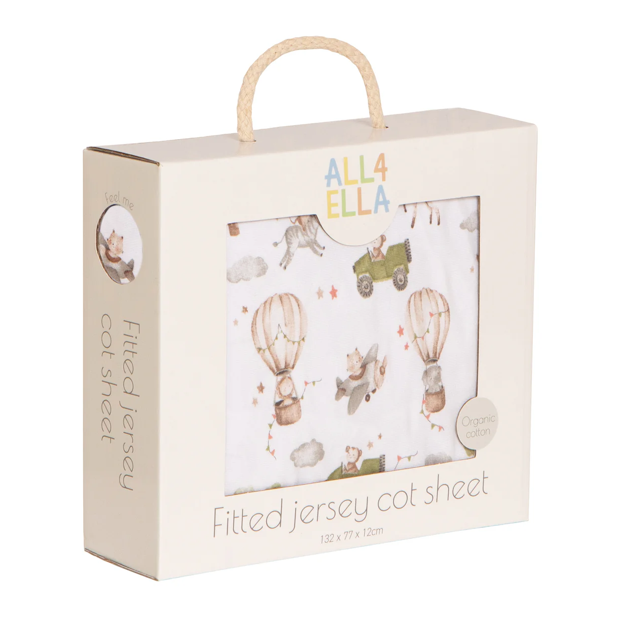 Organic Fitted Jersey Cot Sheet - Monkey Carnival