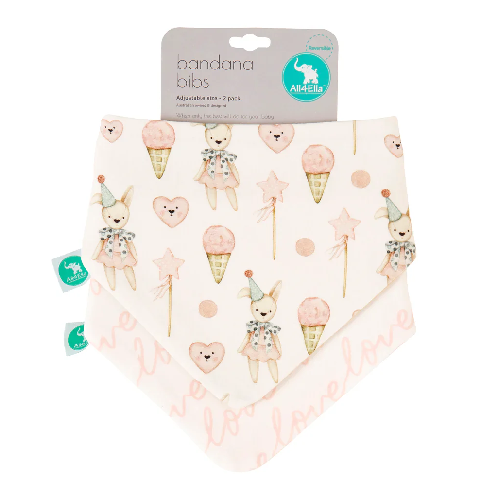 Bandana Bibs 2pk - Ice Creams & Teddy
