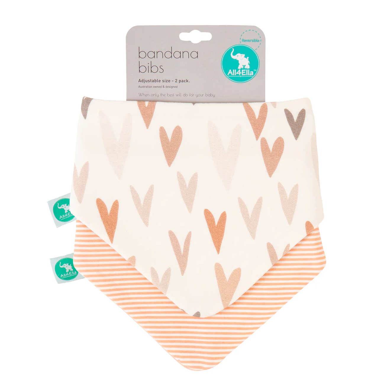 Bandana Bibs 2pk - Hearts