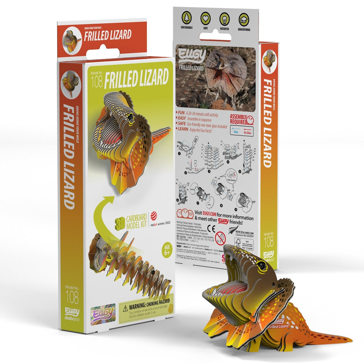 3D Cardboard Model Kit - Frilled Neck Lizard – Toys and Tales