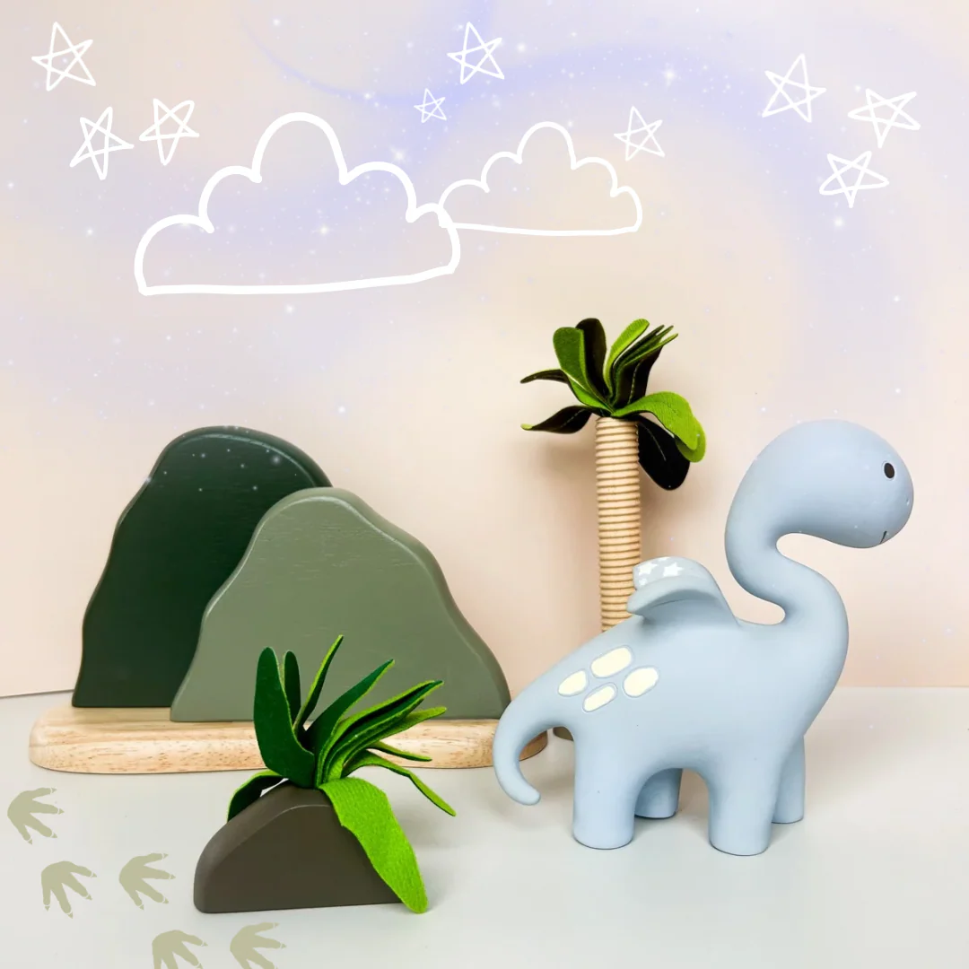 Natural Rubber Teether - Diplo The Dino Dragon - Blue