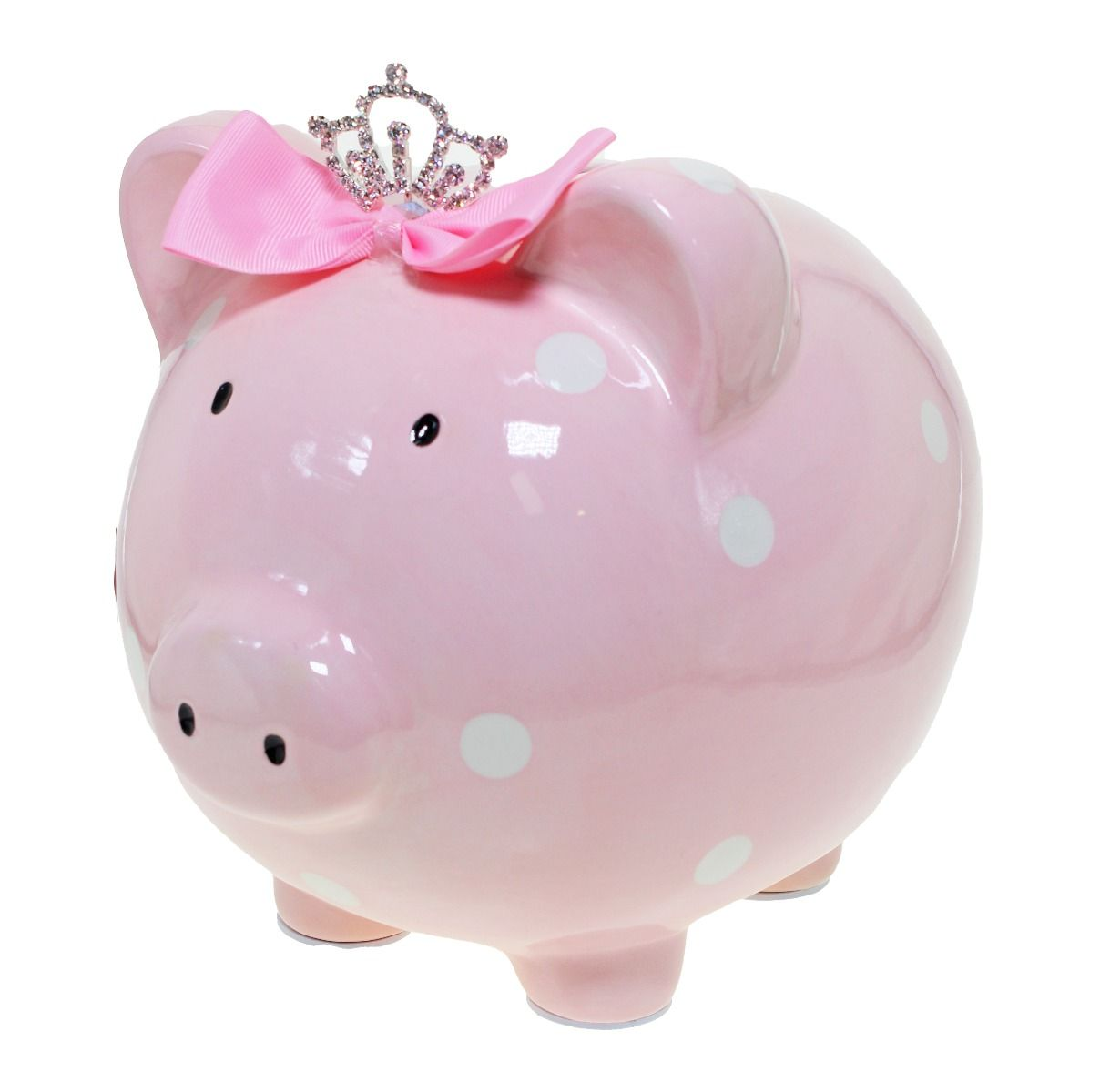 Piggy Bank - Pink Polka Dot Crown