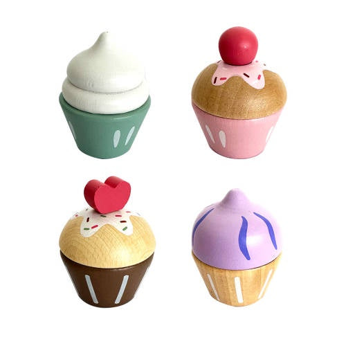 Wooden Cupcakes 4pc – Toys and Tales