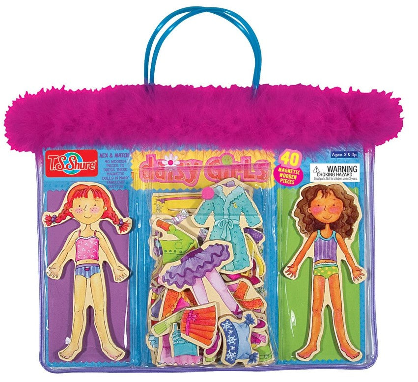 40pc Magnetic Wooden Dress Up Dolls - Girls