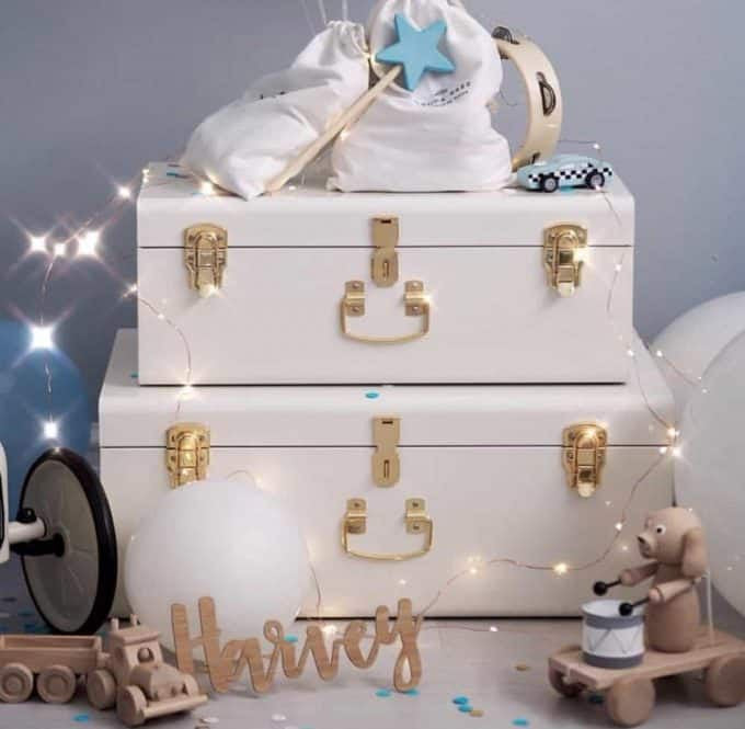 White Metal Storage Storage trunk set